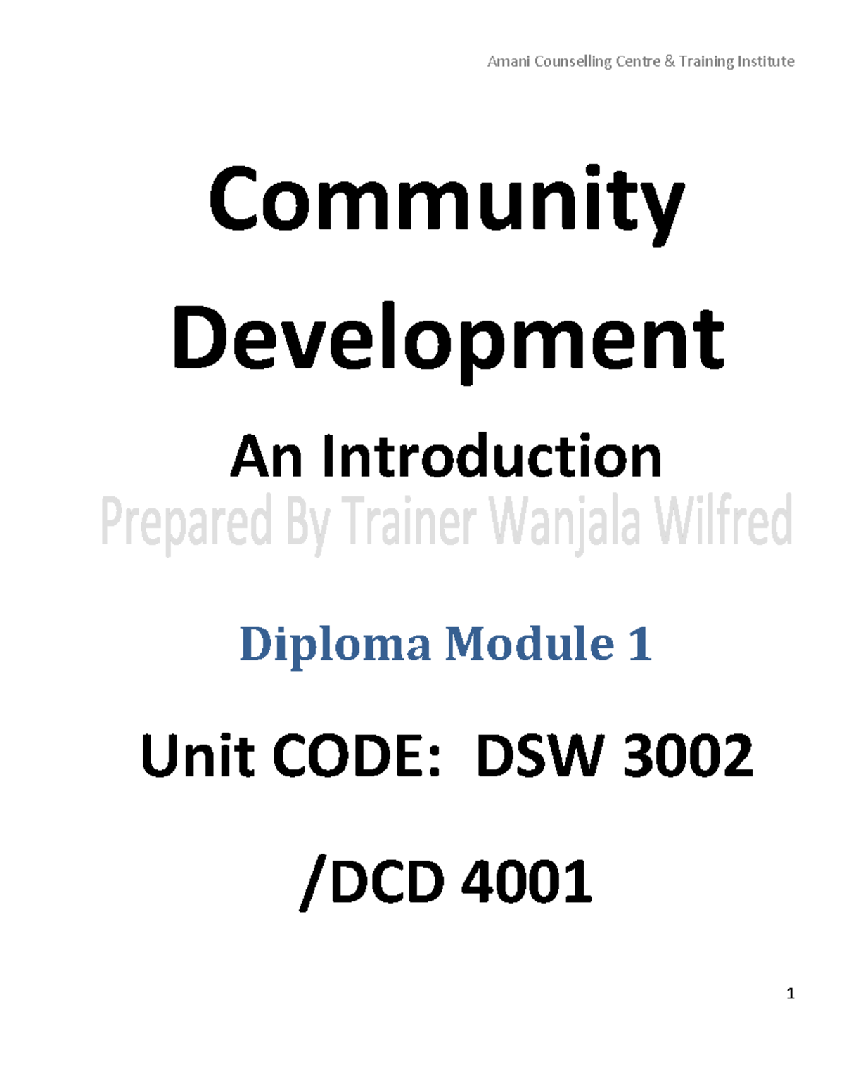Community Devevelopement - Community Development An Introduction ...