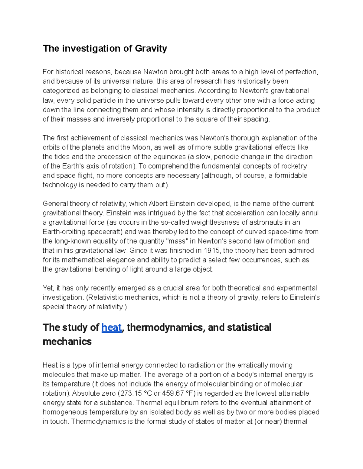 The investigation of Gravity - According to Newton's gravitational law ...