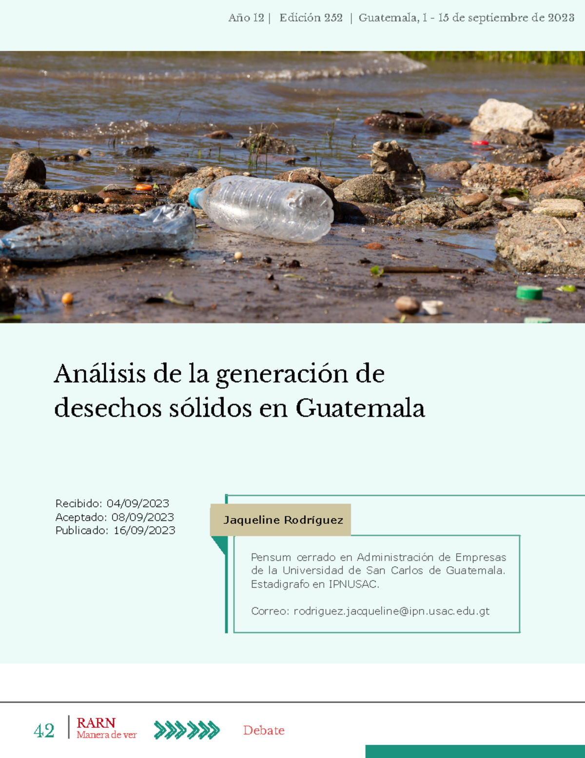 Analisis de la generacion de desechos solidos en Guatemala - RARN ...