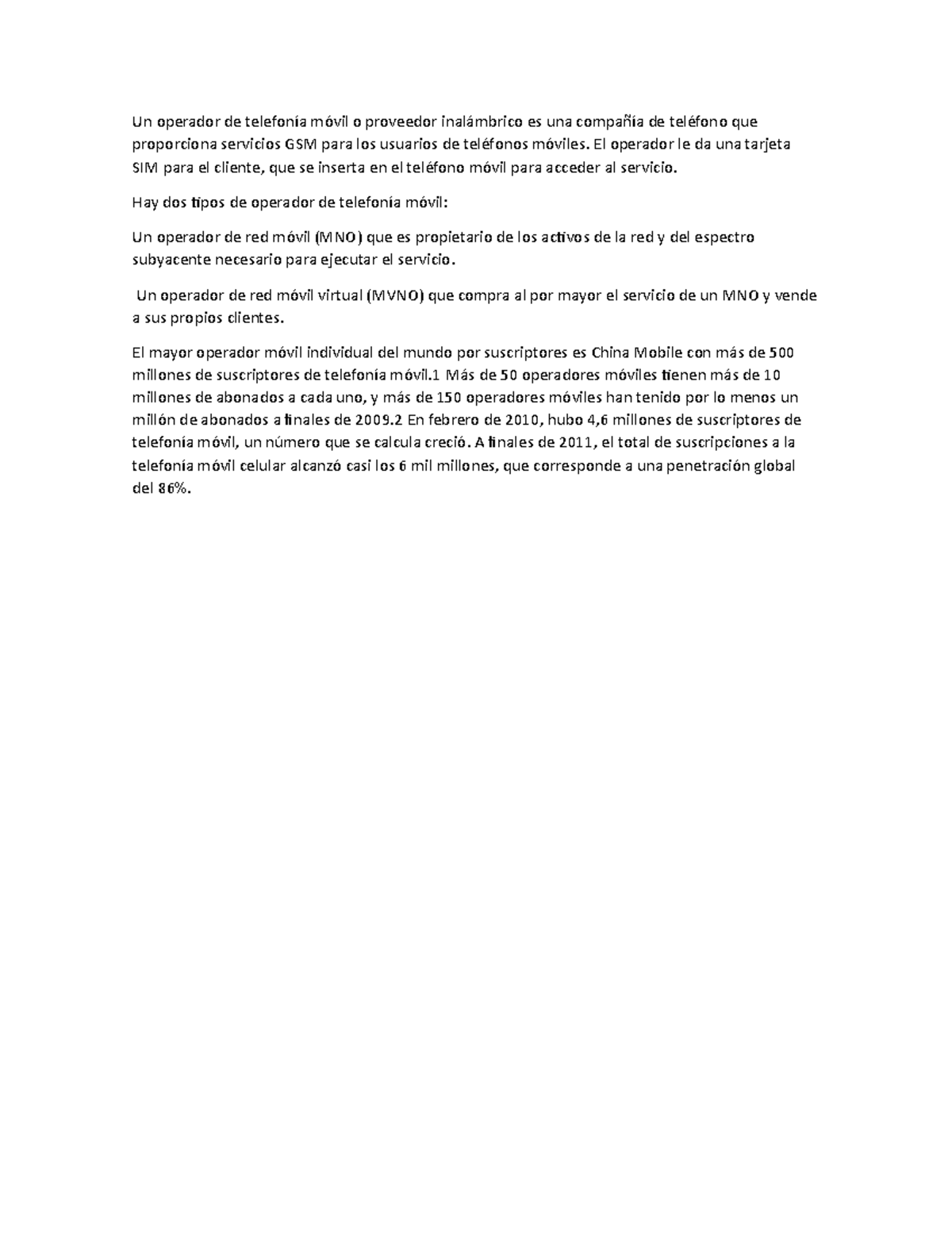 Red 1G - Definición - Un operador de telefonía móvil o proveedor ...