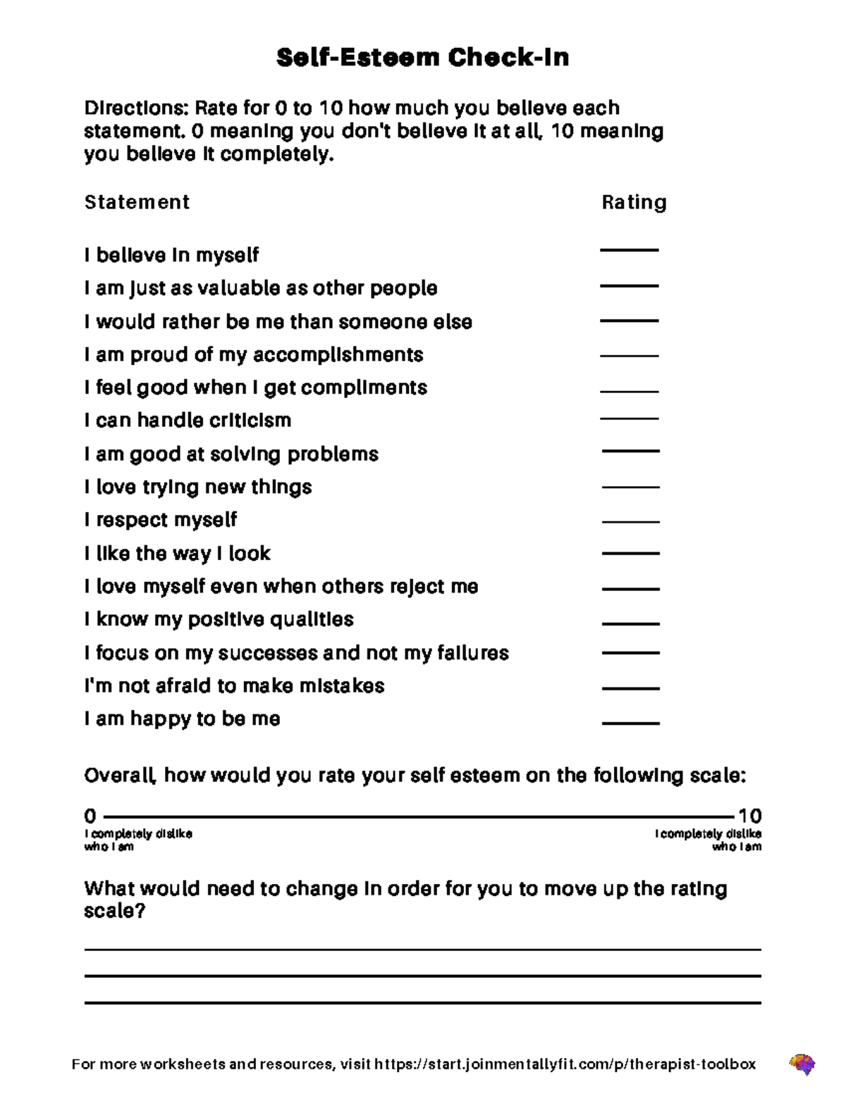 Self esteem - For more worksheets and resources, visit start ...