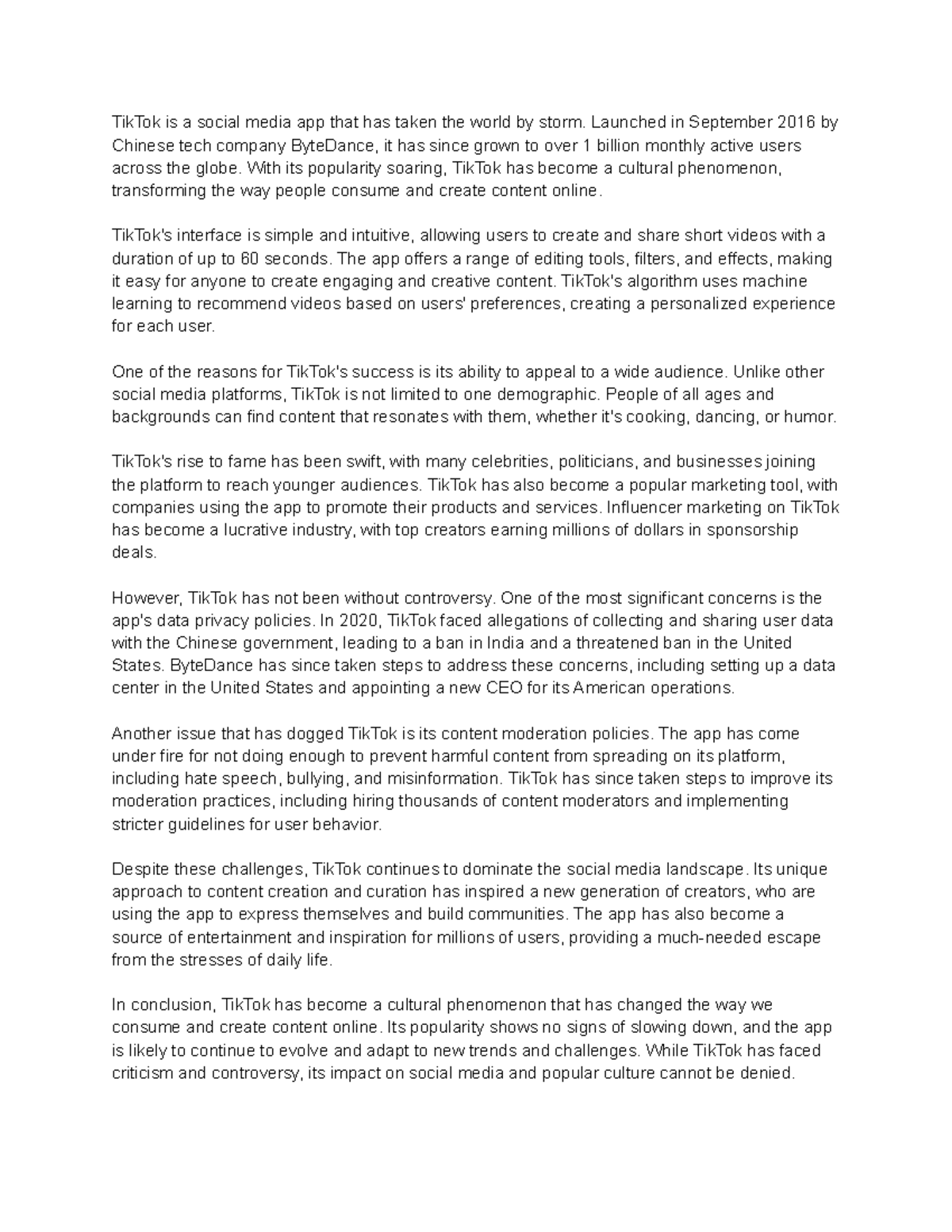 Tik Tok Overview and Discussion - TikTok is a social media app that has ...