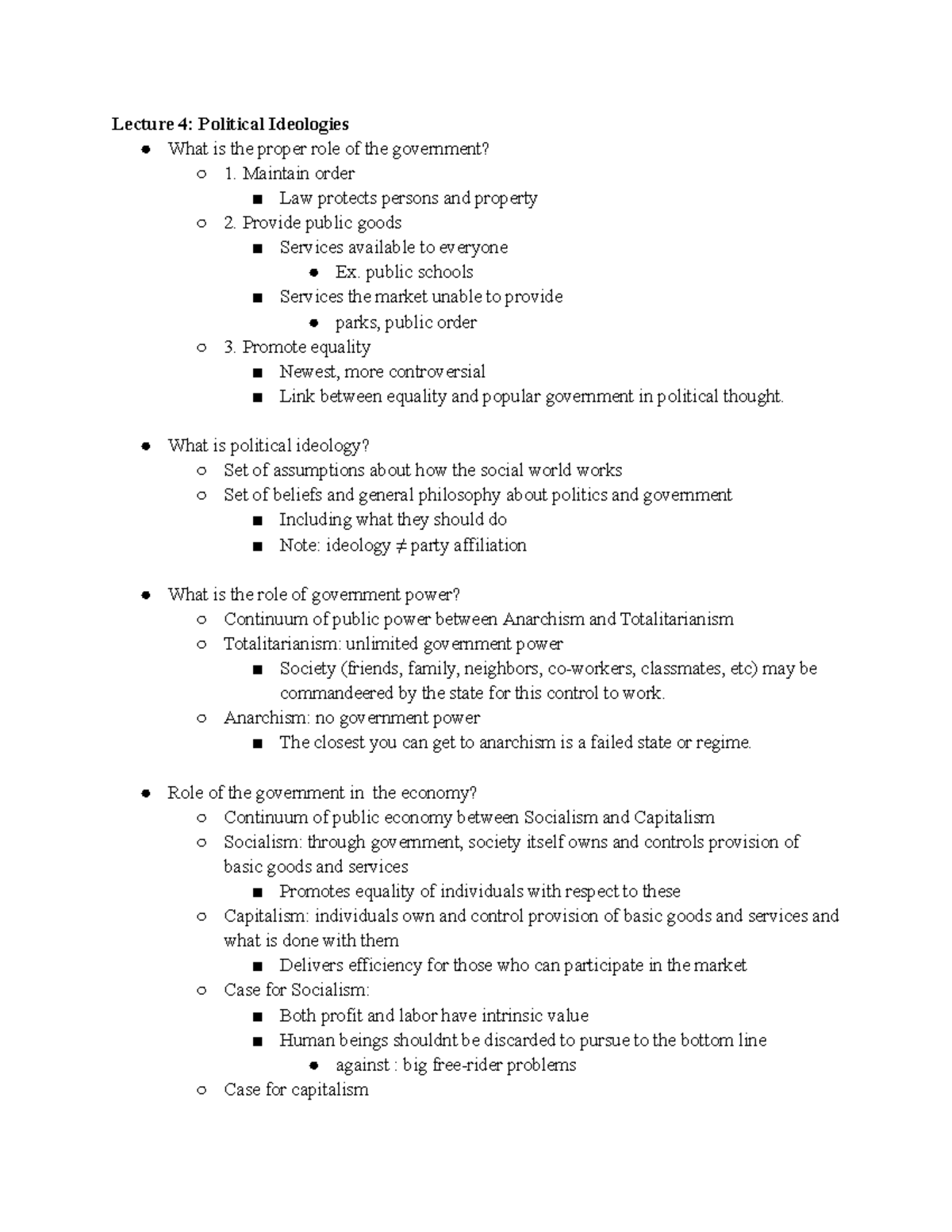 POLS 207 Political Ideologies Notes - Lecture 4: Political Ideologies ...