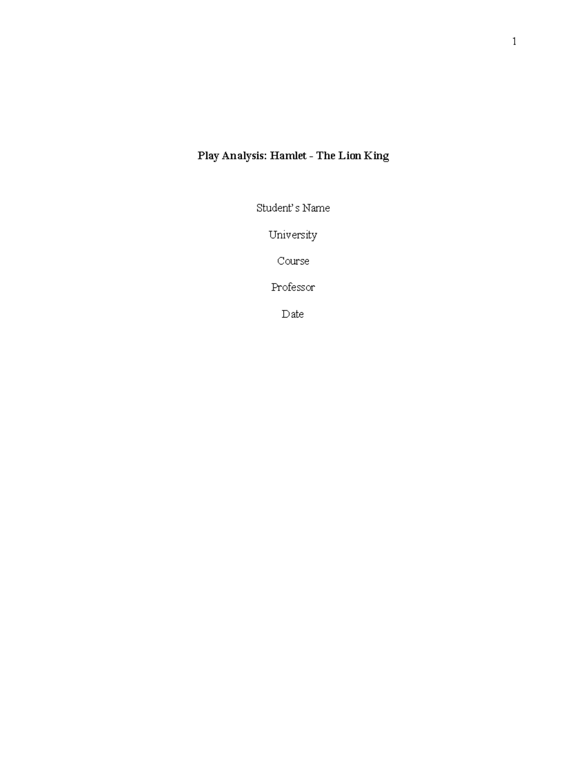 3166373 - I did a discussion. - Play Analysis: Hamlet - The Lion King ...