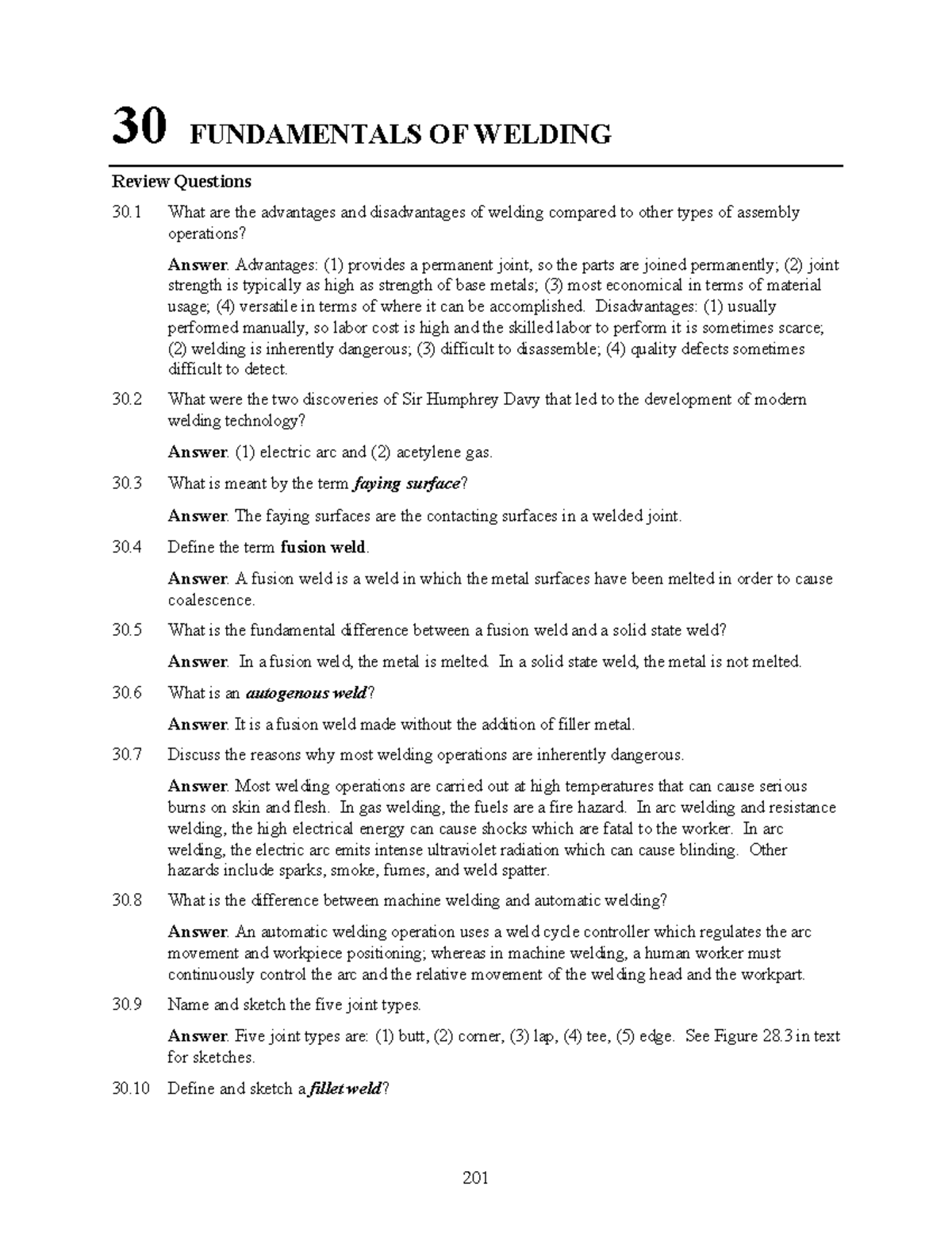 Solutions Manual Fundamentals OF Modern-9 - 30 FUNDAMENTALS OF WELDING ...