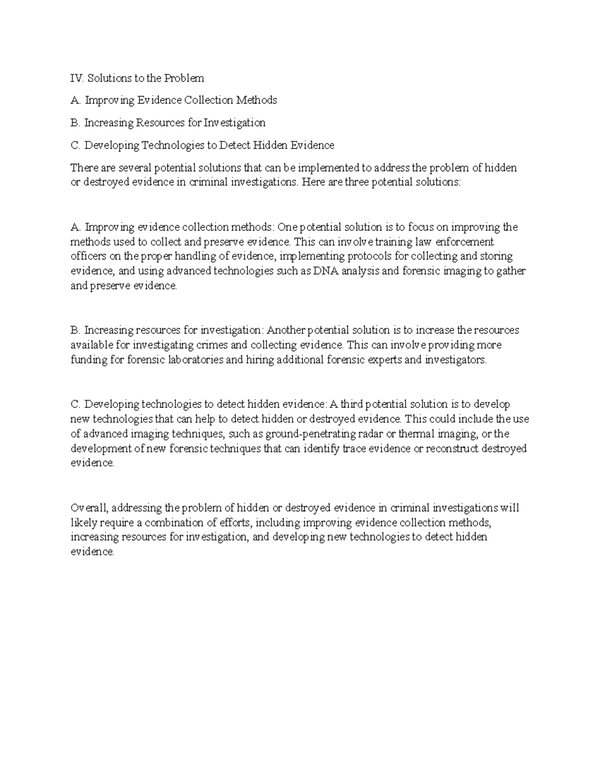 Problem of hidden evidence 4 - IV. Solutions to the Problem A ...