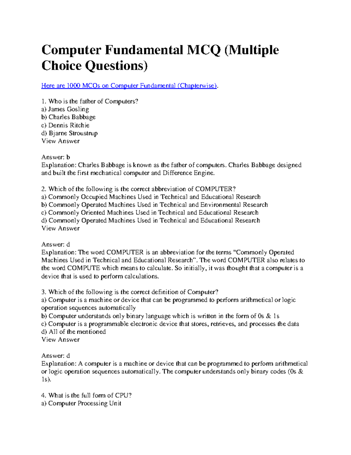 New Microsoft Office Word Document - Computer Fundamental MCQ (Multiple ...