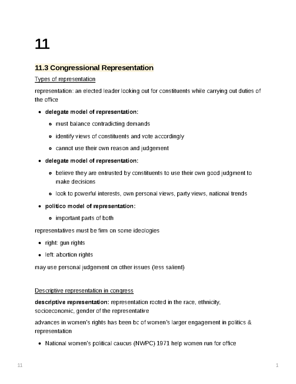 American government 11.3 - 11 1 11 11 Congressional Representation ...