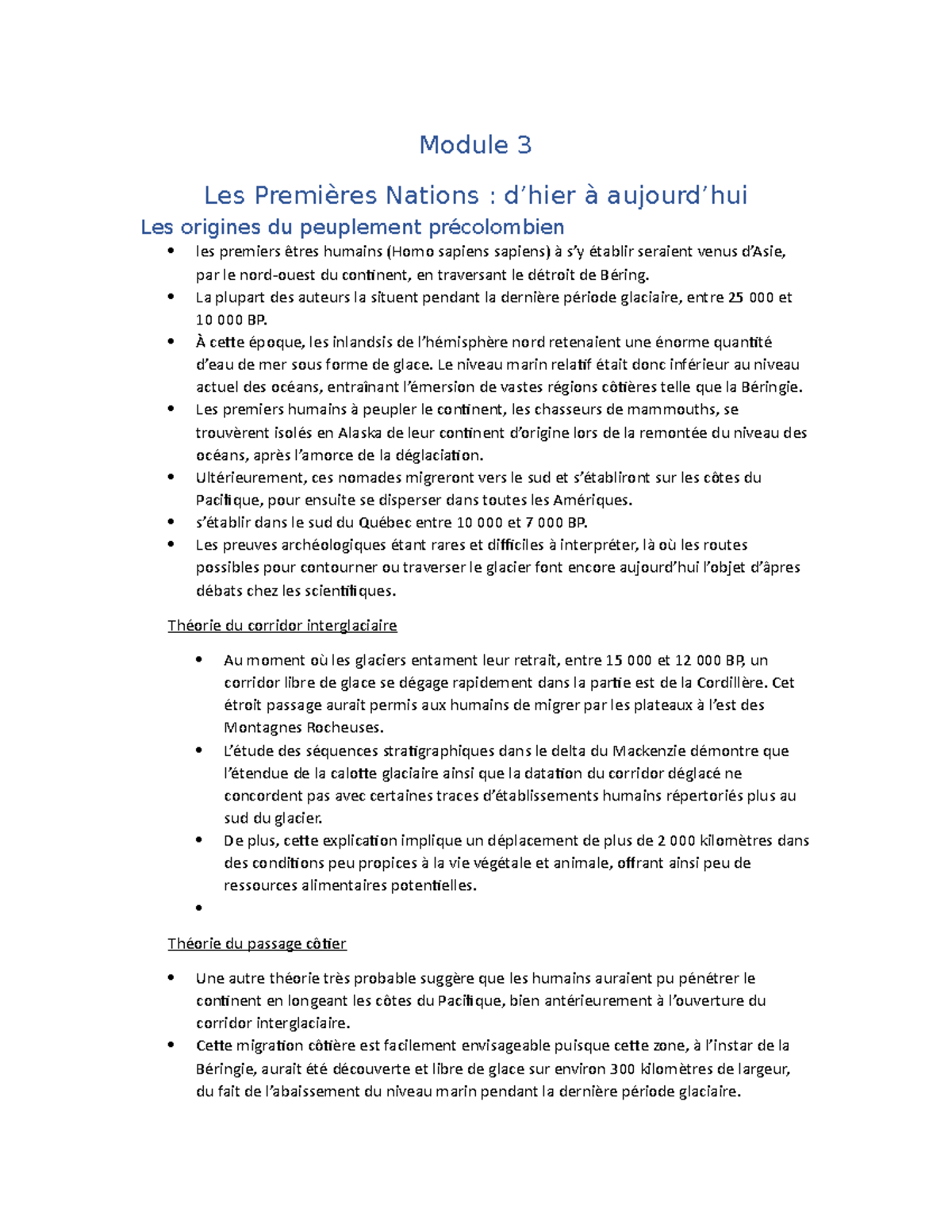 Module 3 ; les Premières Nations ; d'hier à aujourd'hui - Module 3 Les Premières Nations : d ...