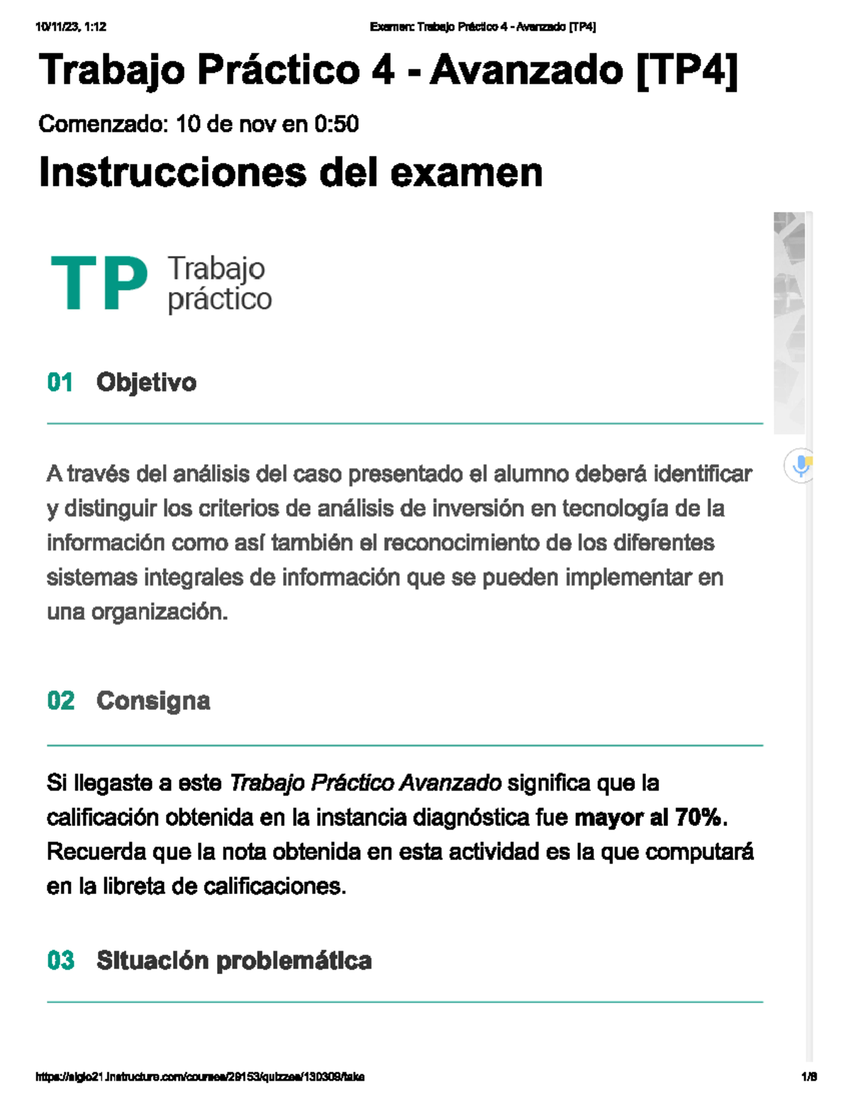 TP4 Avanzado SIO (A) 100% - 1:12 Examen: Trabajo Práctico 4 Avanzado Trabajo Práctico 4 Avanzado ...
