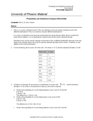 DEE wk6 Chi Square Worksheet - Chi-Square Worksheet PSYCH/625 Version 5 ...