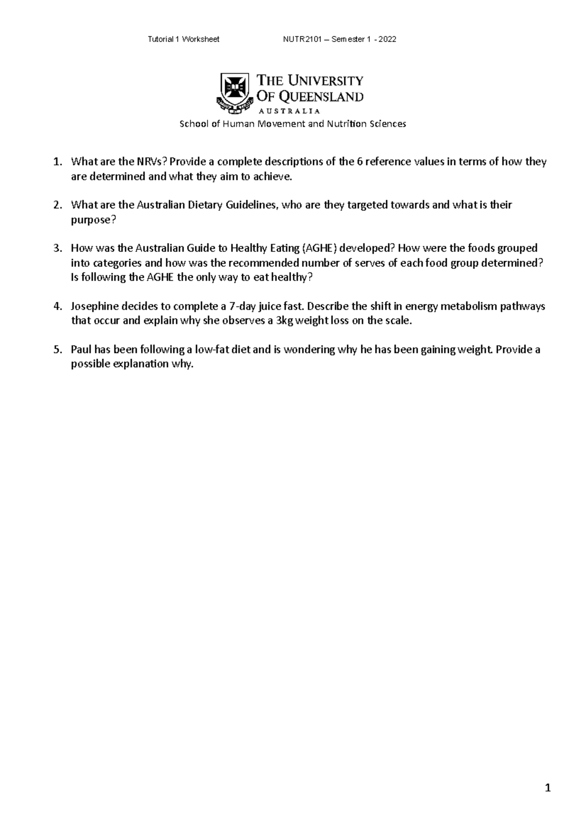 Tutorial 1 Worksheet qwvv,v,cv,dl flf,s., md., , - Tutorial 1 Worksheet ...