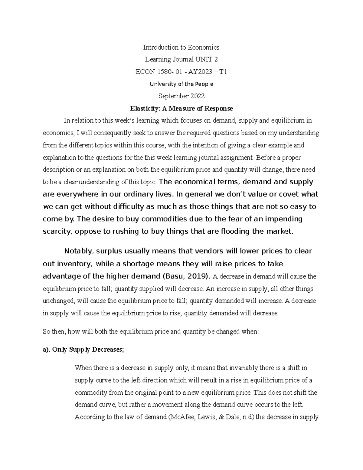 Introduction to Economics - Introduction to Economics Learning Journal ...