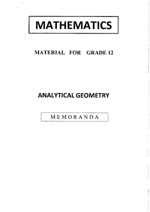 Analytical Geometry Questions - MATERIAL FOR GRADE 12 Analytical ...