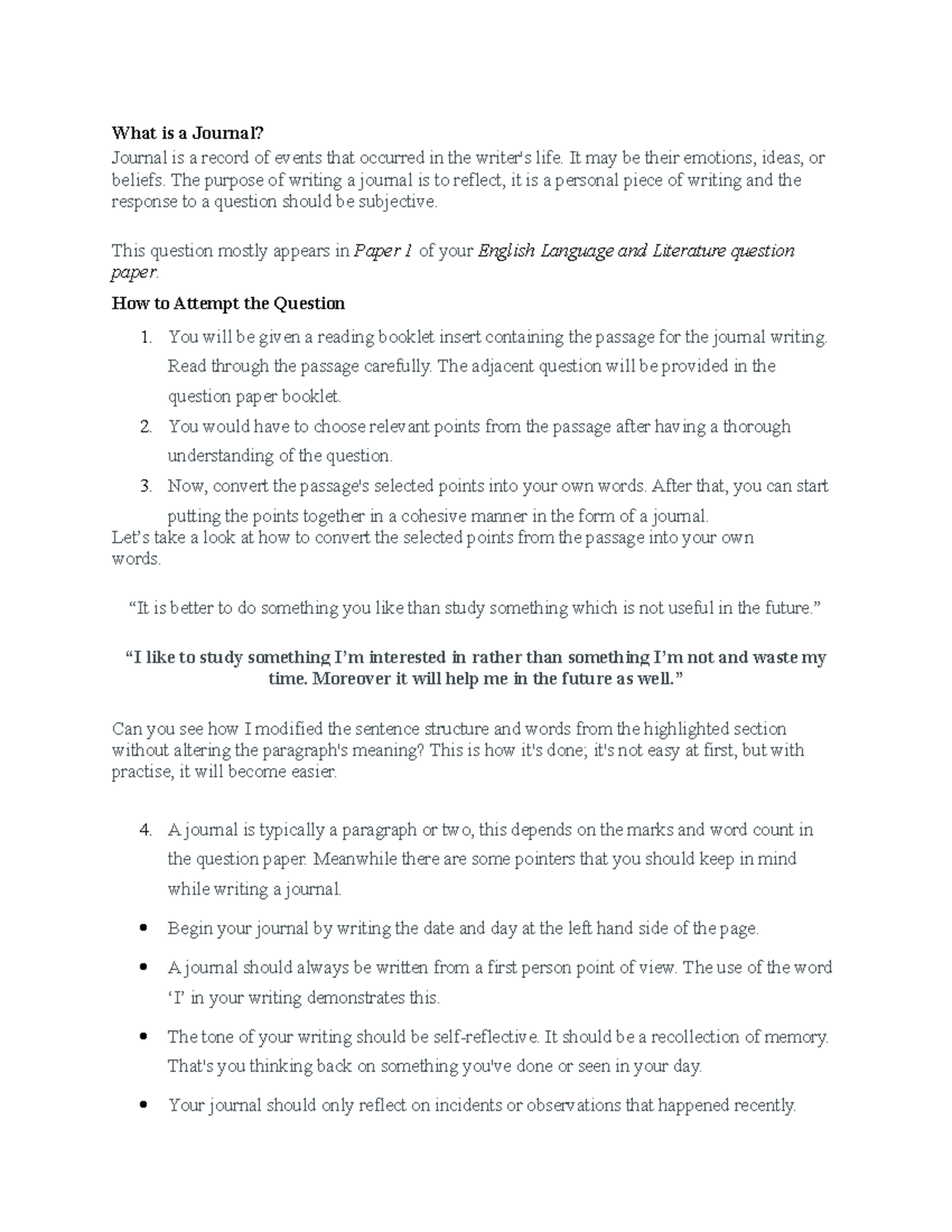 Directed writing resources for Karen - What is a Journal? Journal is a ...