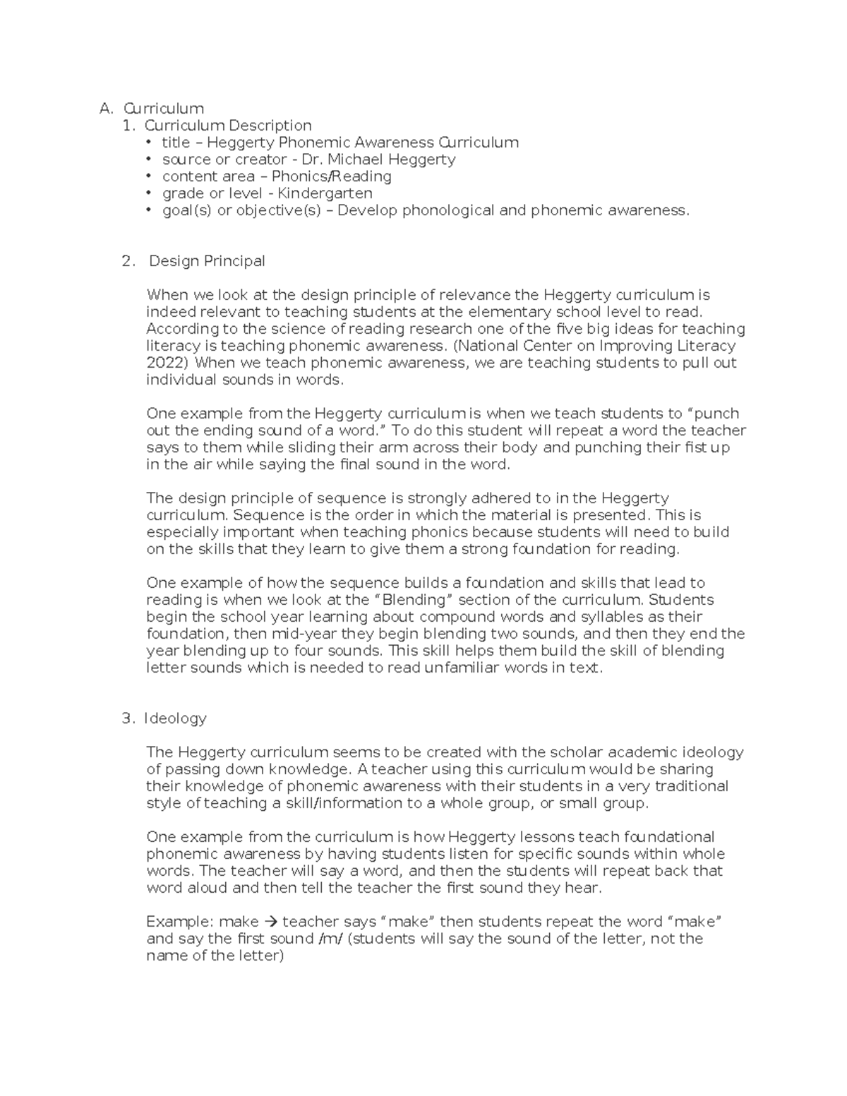 D183 Task 2 - Task 2 - A. Curriculum 1. Curriculum Description - title ...