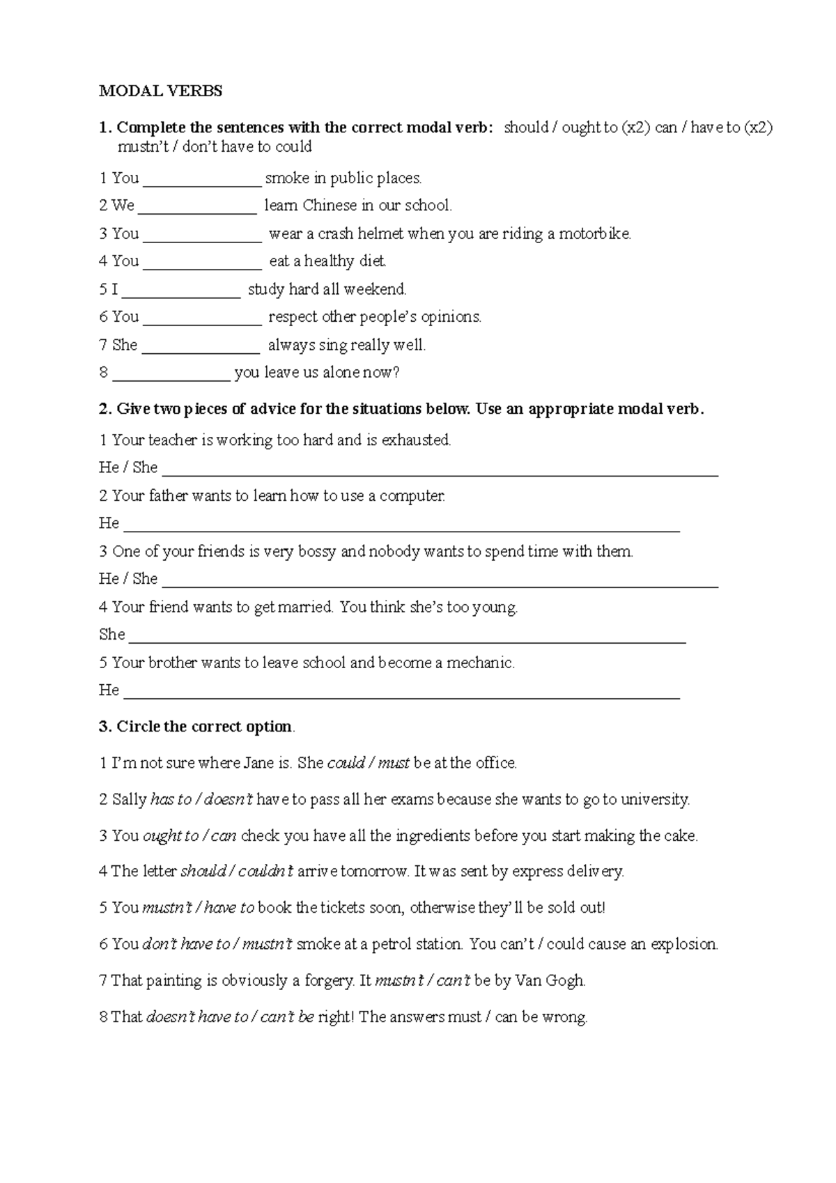 Varied modal verbs exercises MODAL VERBS Complete The Sentences With varied-modal-verbs-exercises-modal-verbs-complete-the-sentences-with