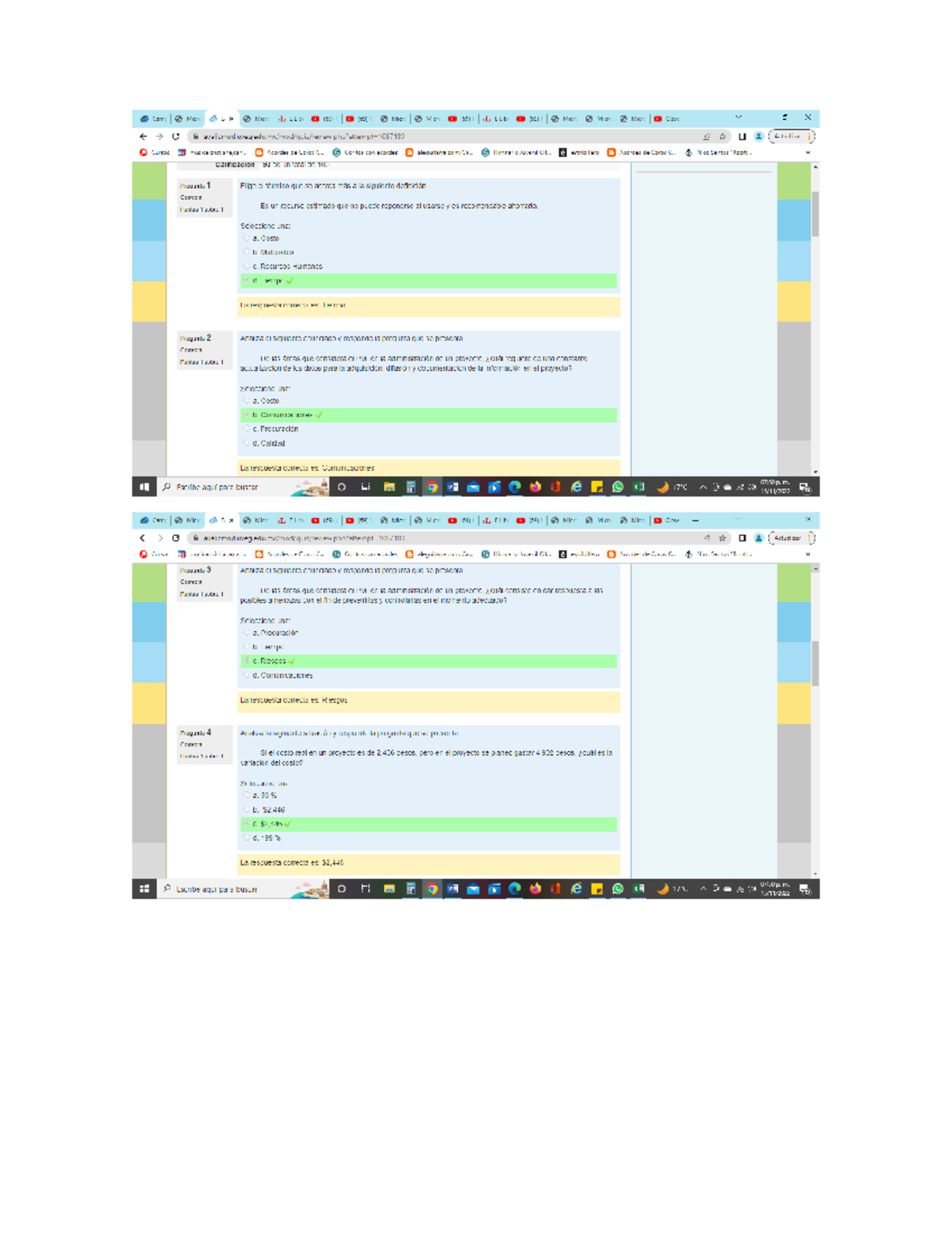 Examen EA5. Administración de los costos - Implementación y control de proyectos - Studocu