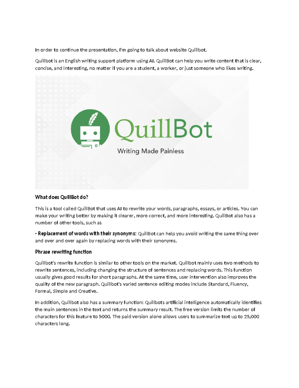 Introducing Quillbot - Thuyết trình - In order to continue the ...