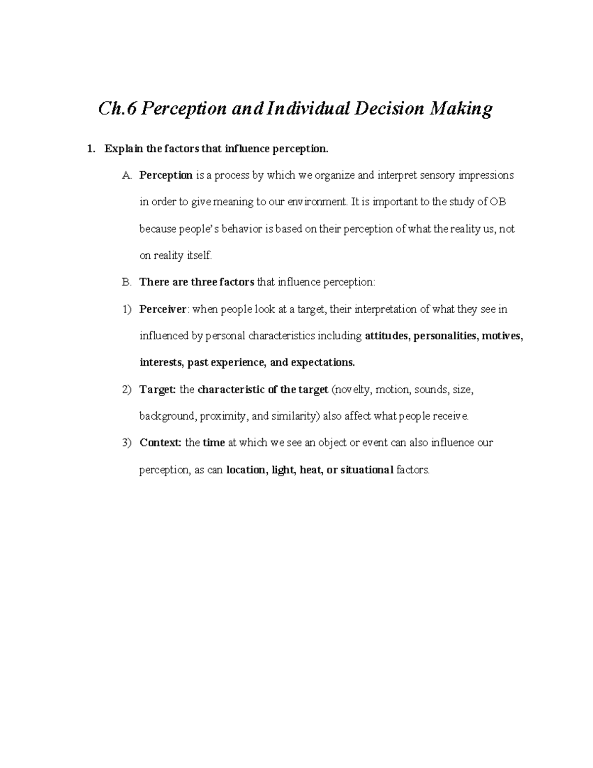 Chapter 6 - organizational - Ch Perception and Individual Decision ...