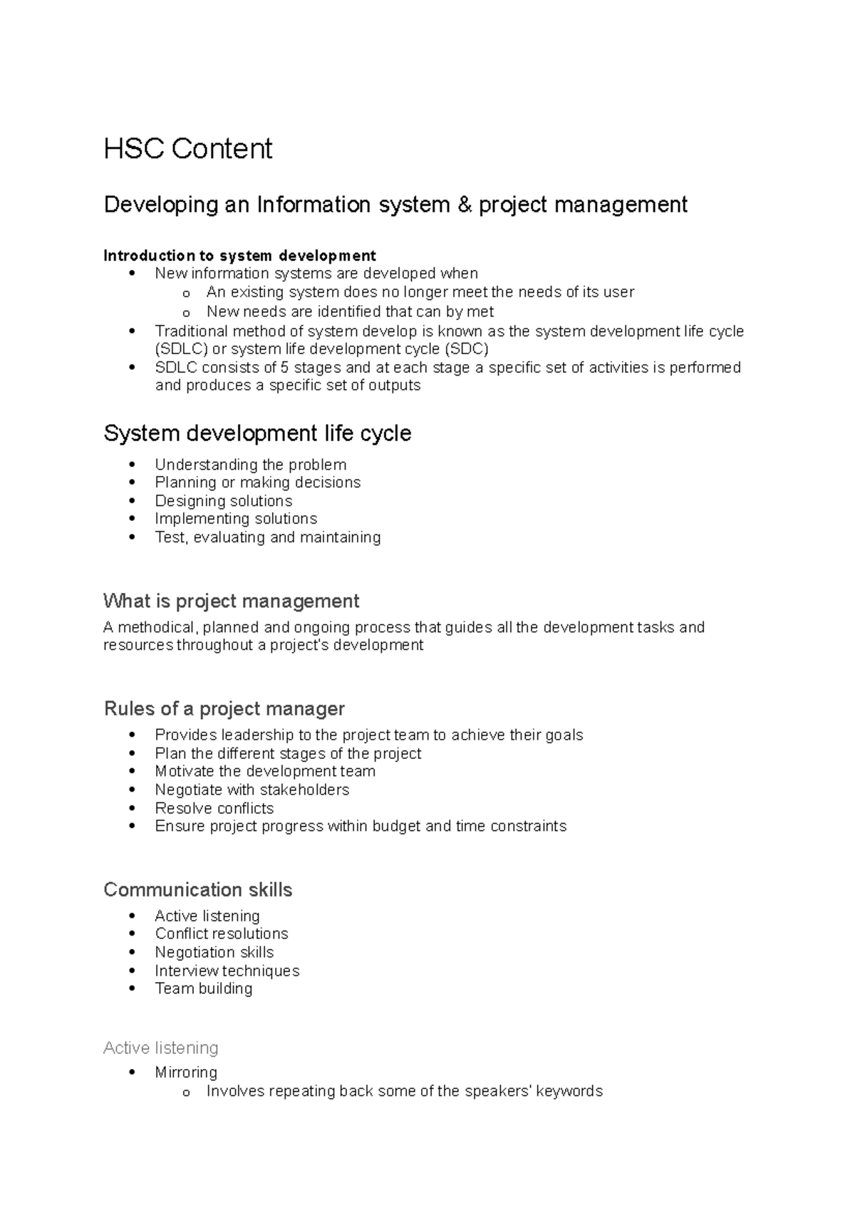 IPT HSC Course - Project Management - HSC Content Developing an ...