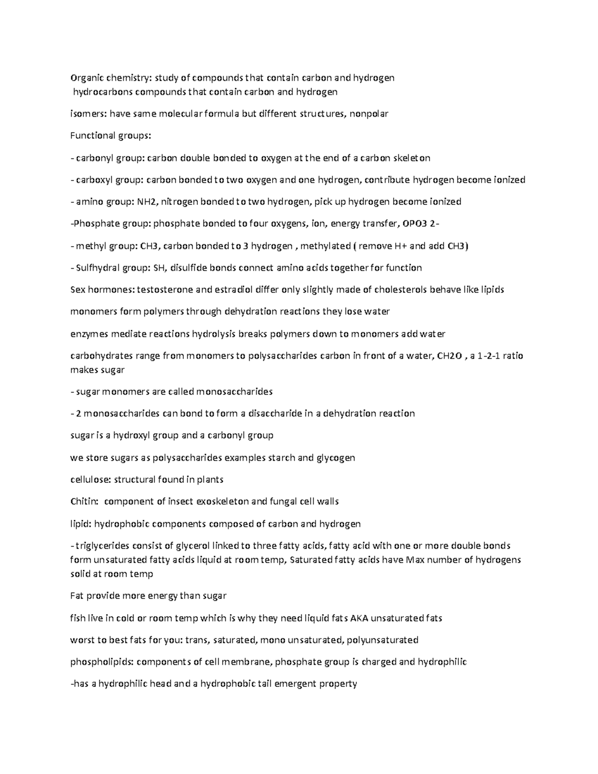 Studocu upload 2 bio 1 - typed biology lecture notes - Organic ...