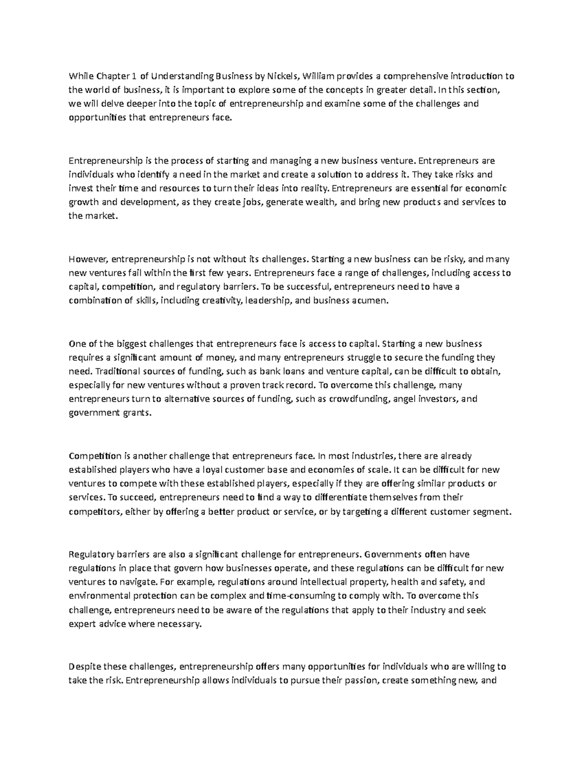 Chapter 1 Understanding Business Part B notes - While Chapter 1 of ...