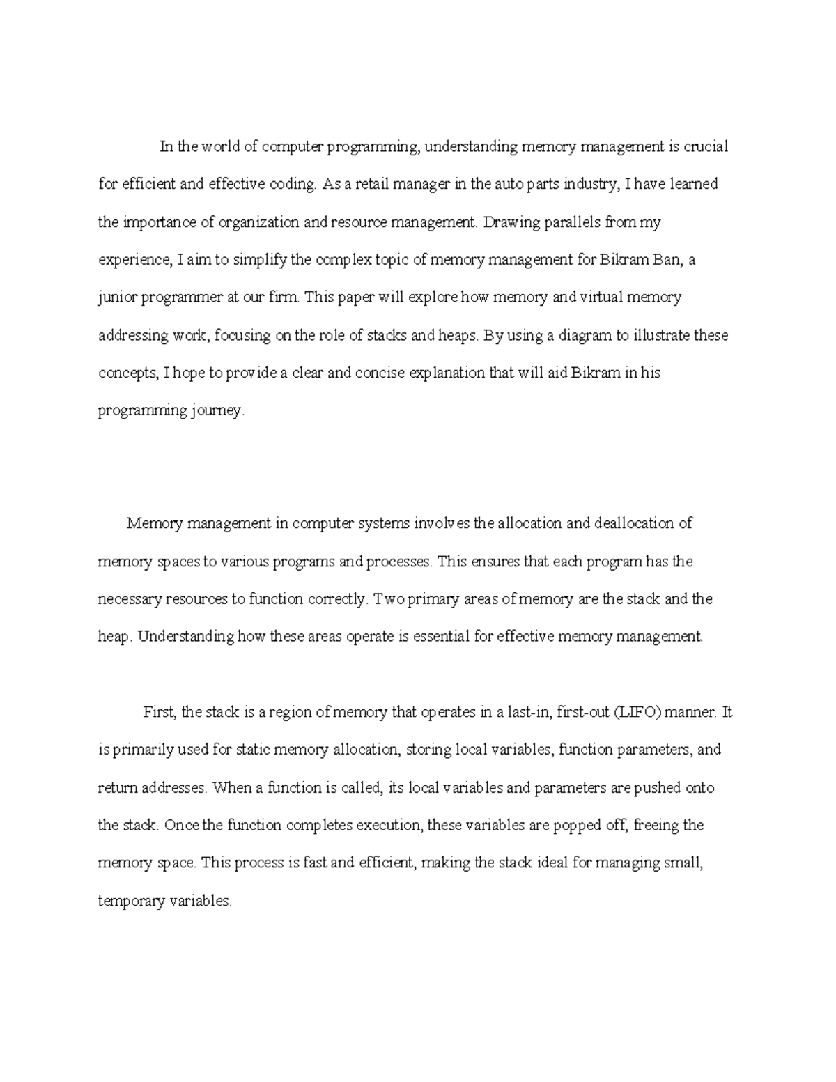 Cs 2301 written assignment unit 5 - In the world of computer programming, understanding memory ...