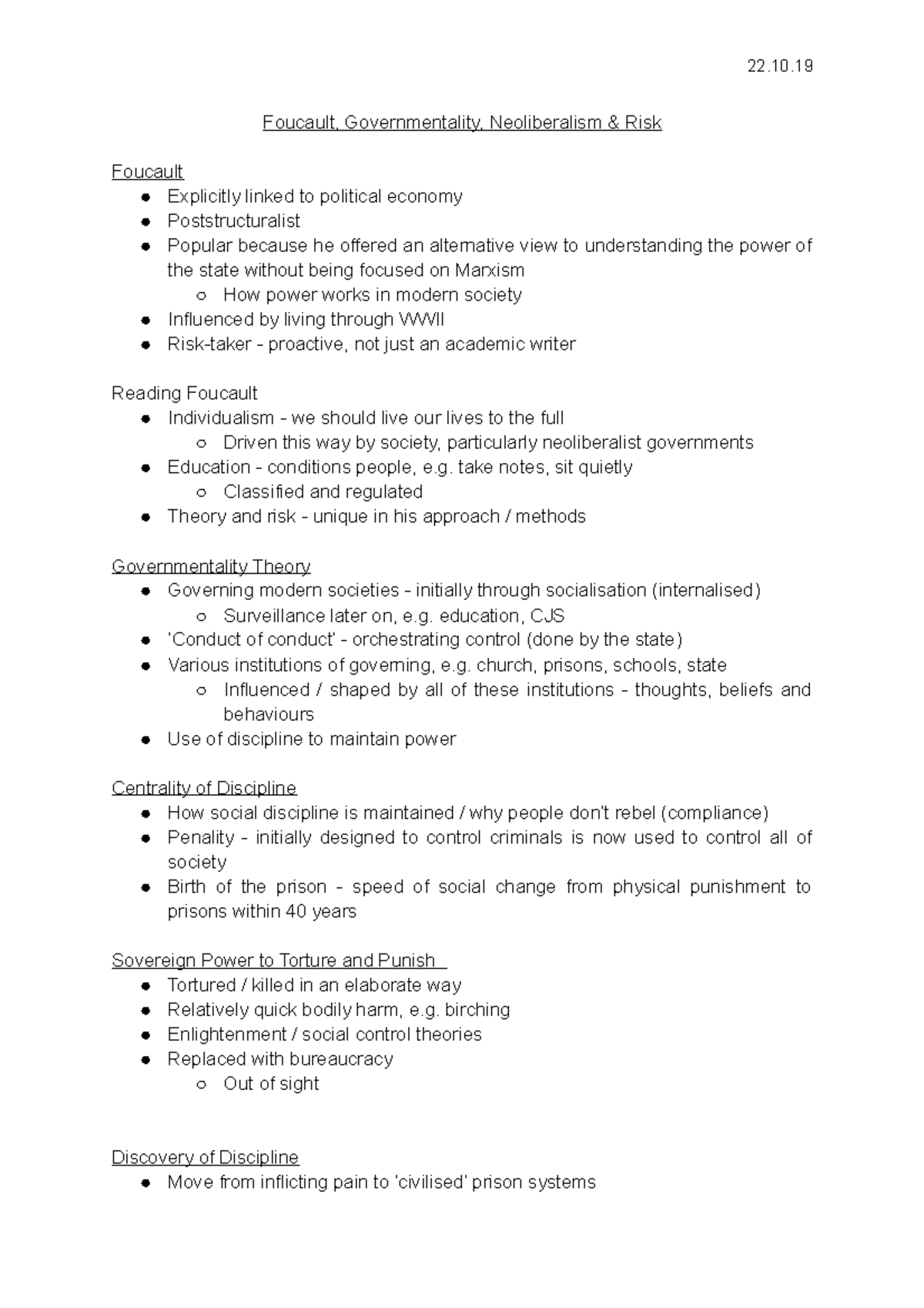 Foucault, Governmentality, Neoliberalism & Risk - Foucault ...