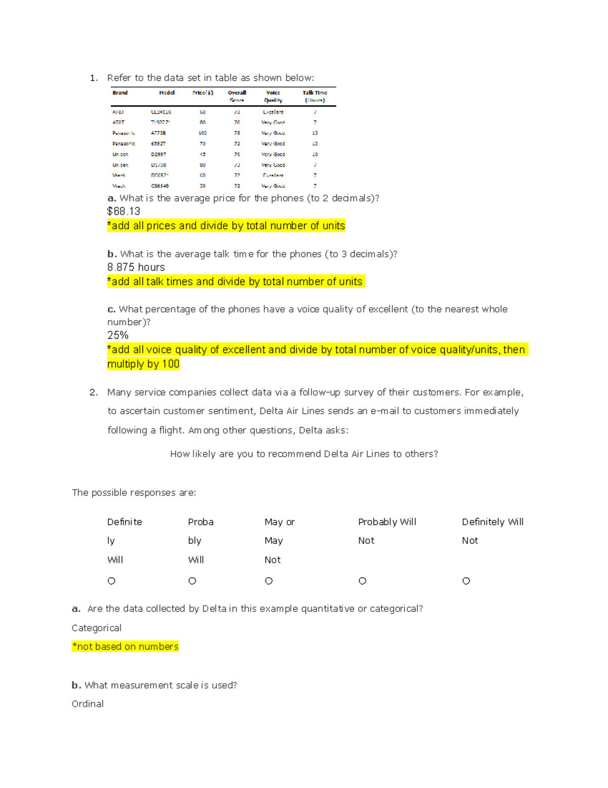 Chapter 1 Assignment Business Analysis - Refer to the data set in table ...