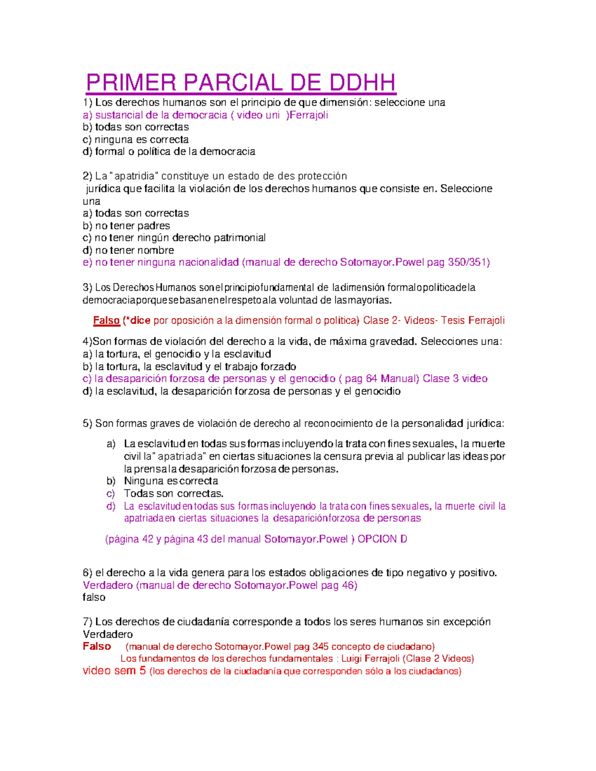 Actualizado DDHH Final 20 - PRIMER PARCIAL DE DDHH Los derechos humanos son el principio de que ...