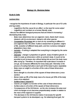 AH Biology Summary Notes - Unit 1 - Advanced Higher Biology Unit 1 ...