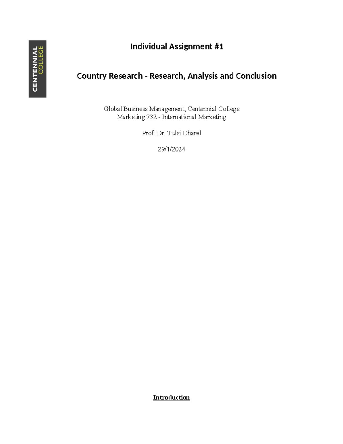 Country Research - Research, Analysis and Conclusion - Individual ...