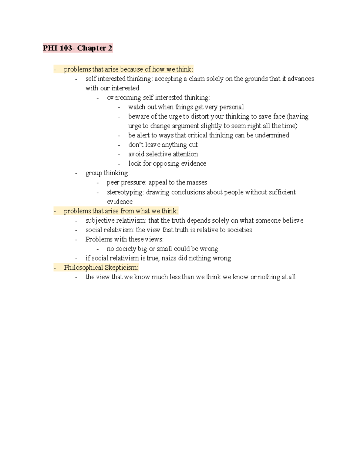 PHI 103- Chapter 2 - Studocu