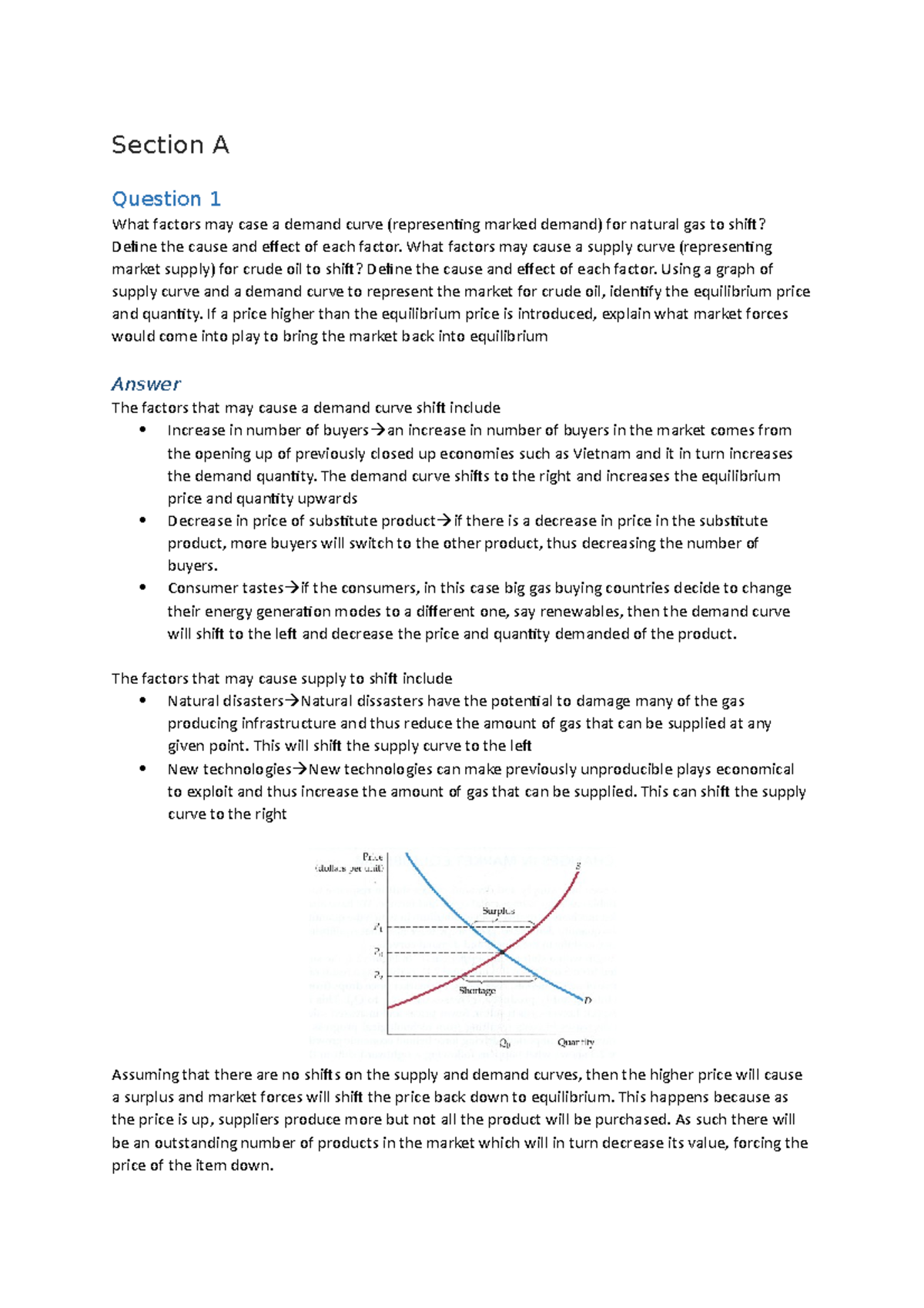 Sample/practice exam 2015, questions and answers - Section A Question 1 ...