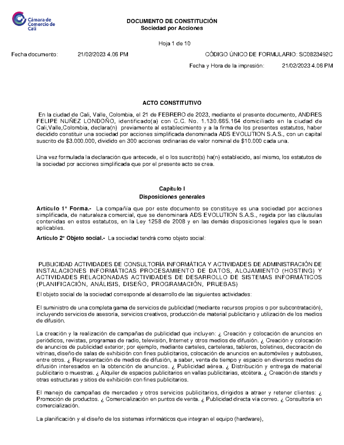 Minuta sas bor 8 SC0823492 C - Sociedad por Acciones Hoja 1 de 10 21/02 ...