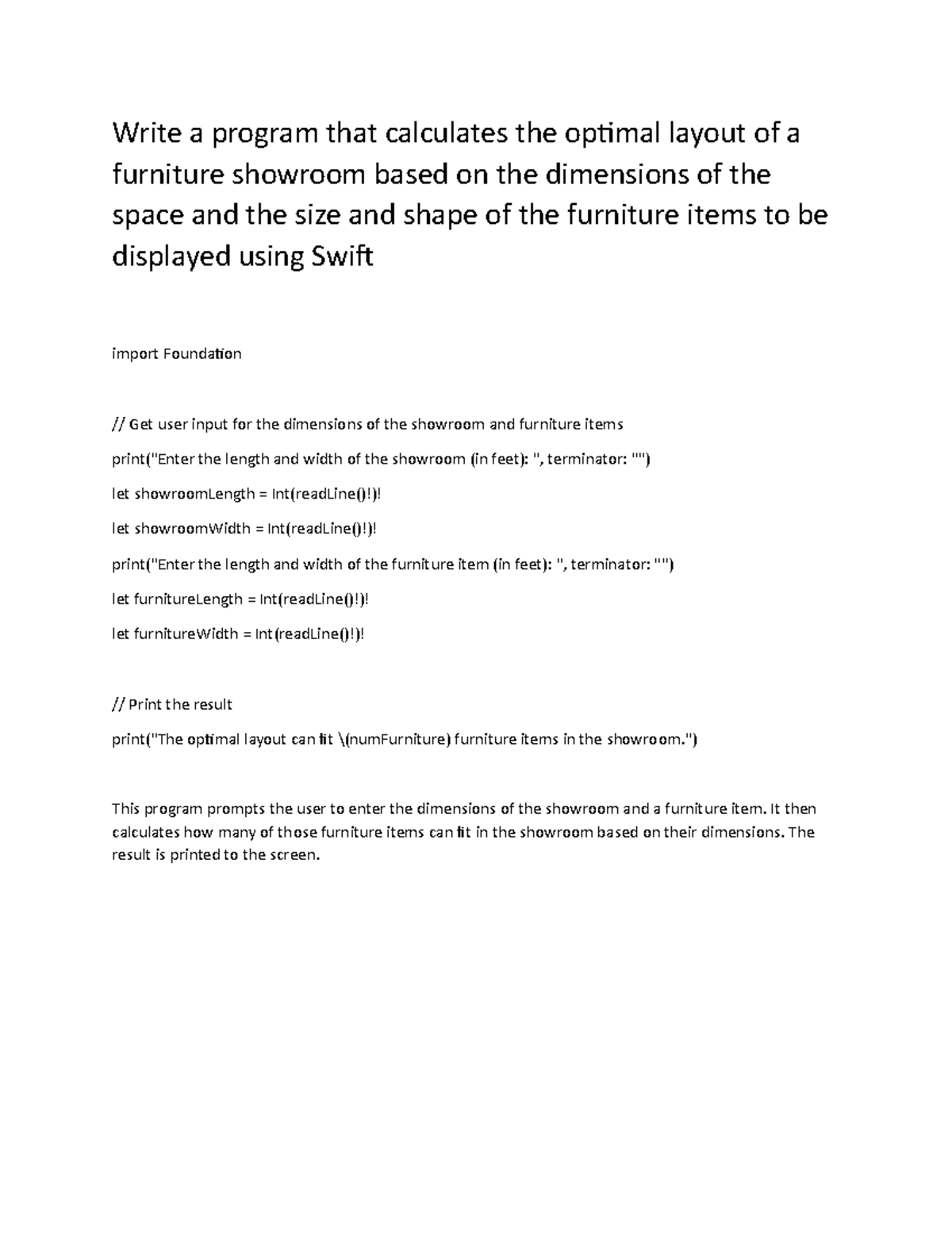 Comp6024-optimal layout-Swift - Write a program that calculates the ...