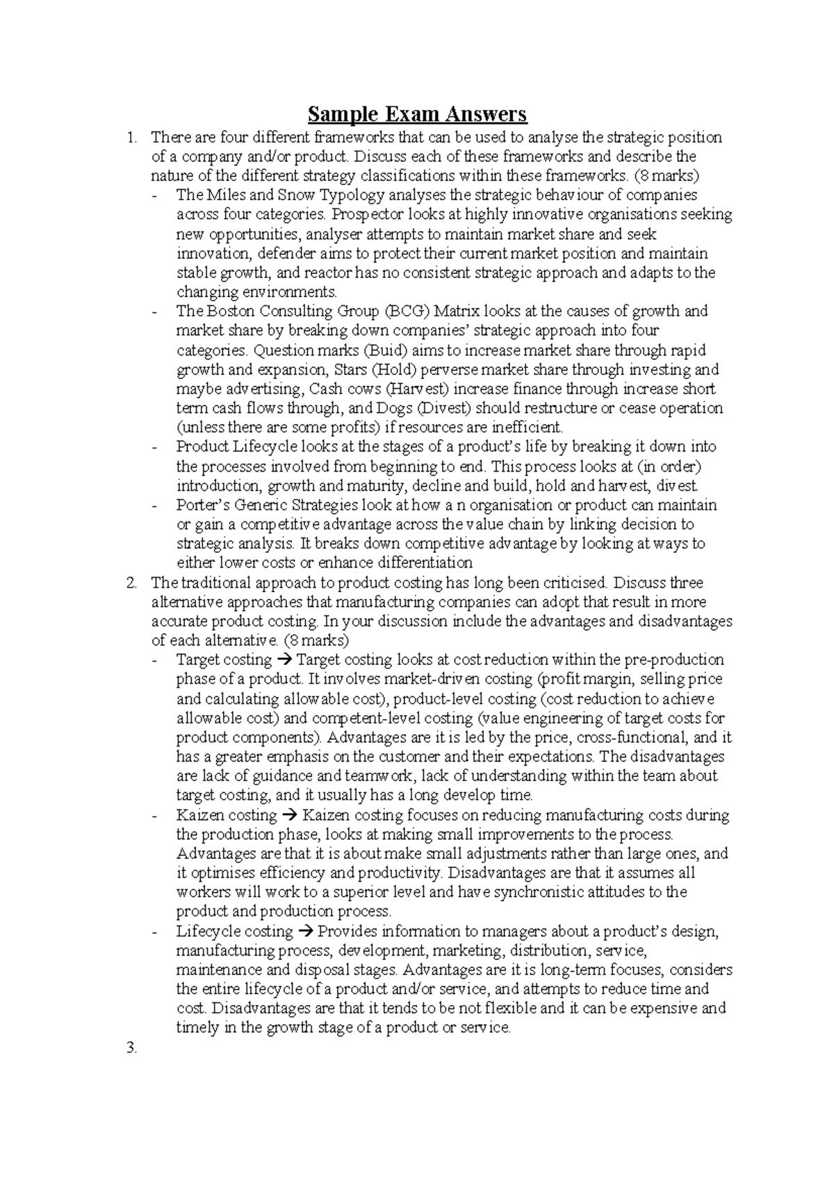 Sample Exam Answers - Sample Exam Answers There are four different ...