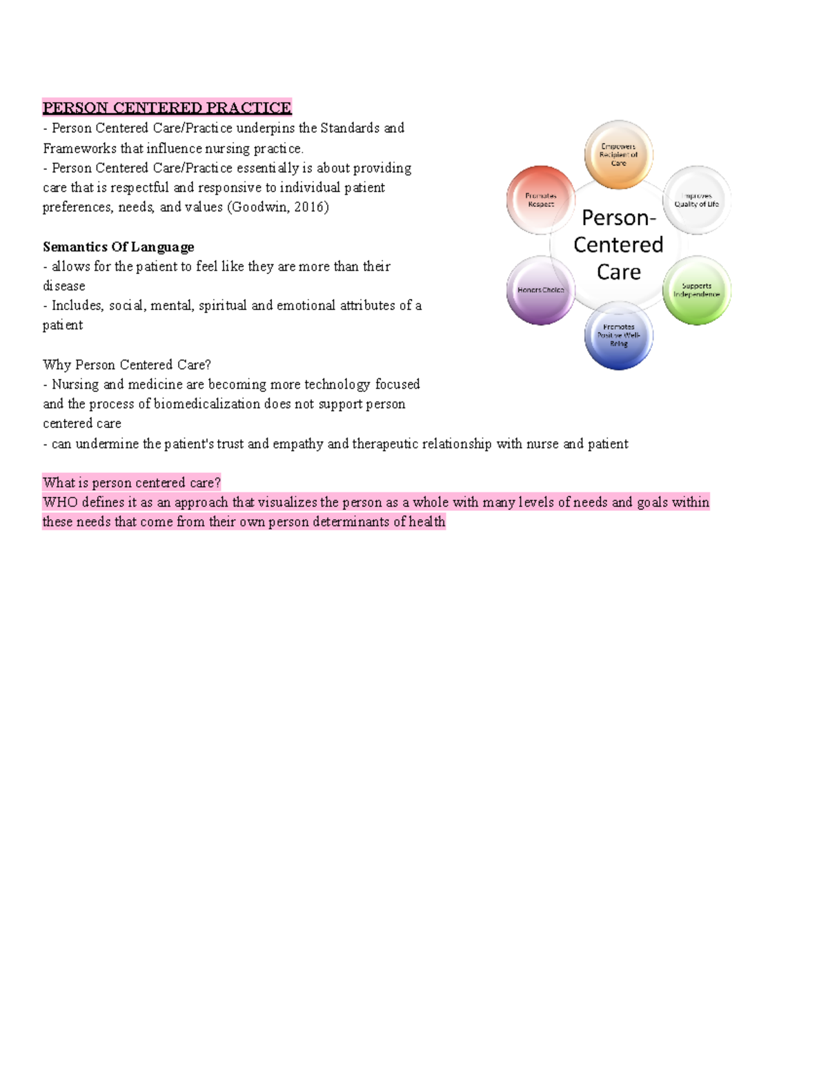 Week 1 Person Centered Practice - PERSON CENTERED PRACTICE - Person ...