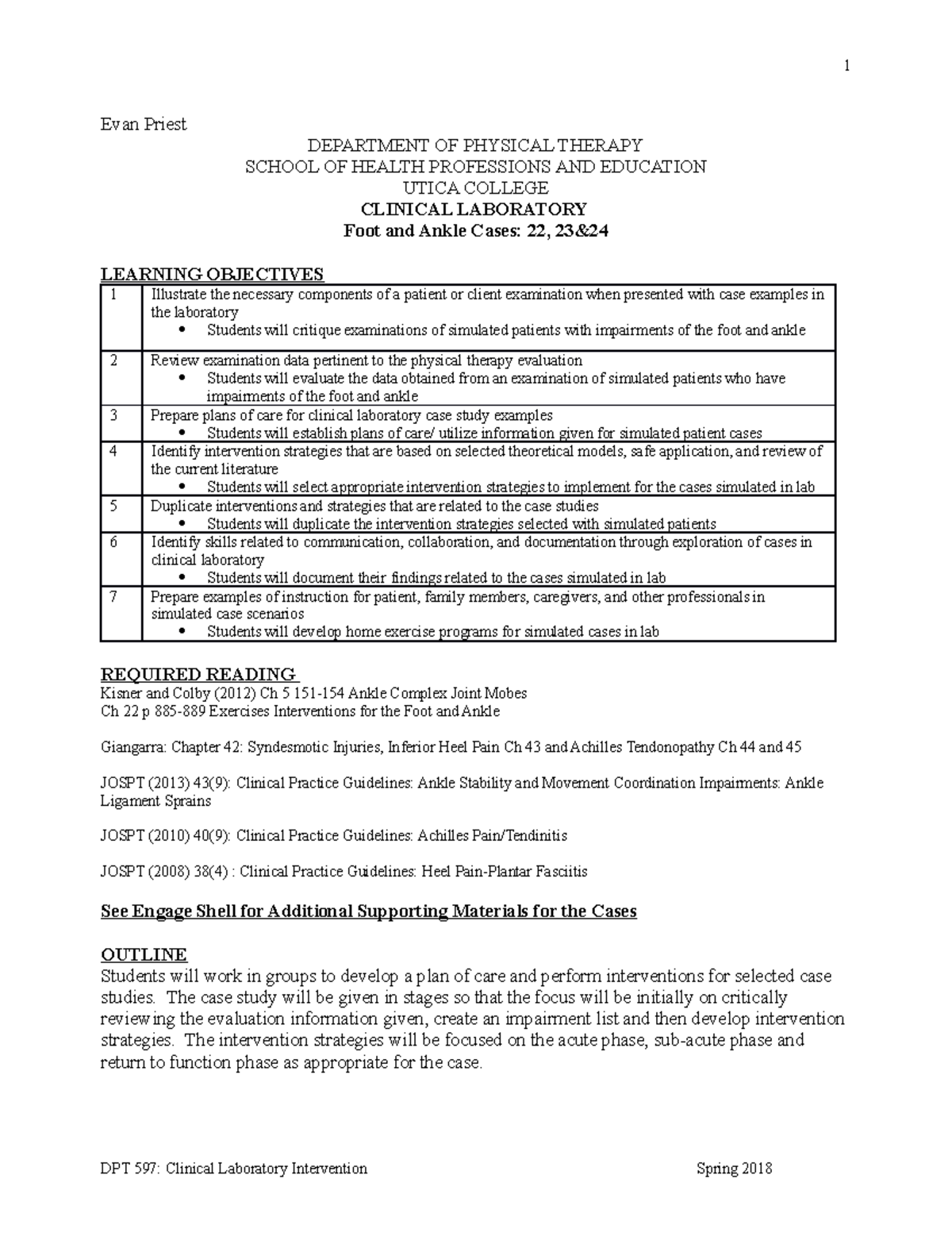 Ankle Intervention Cases-POC due 4-24-18 - Evan Priest DEPARTMENT OF ...