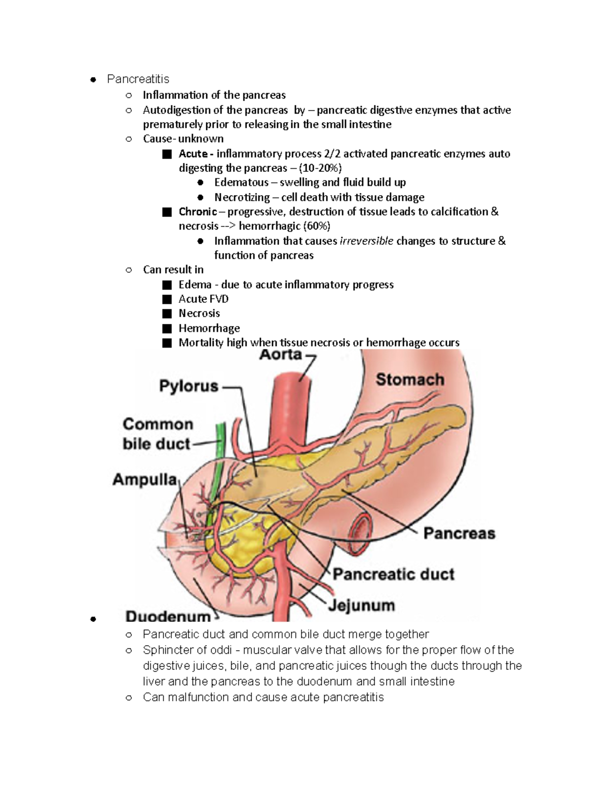 Pancreatitis - Medsurg 1 notes McWeeney - Pancreatitis Inflammation of ...