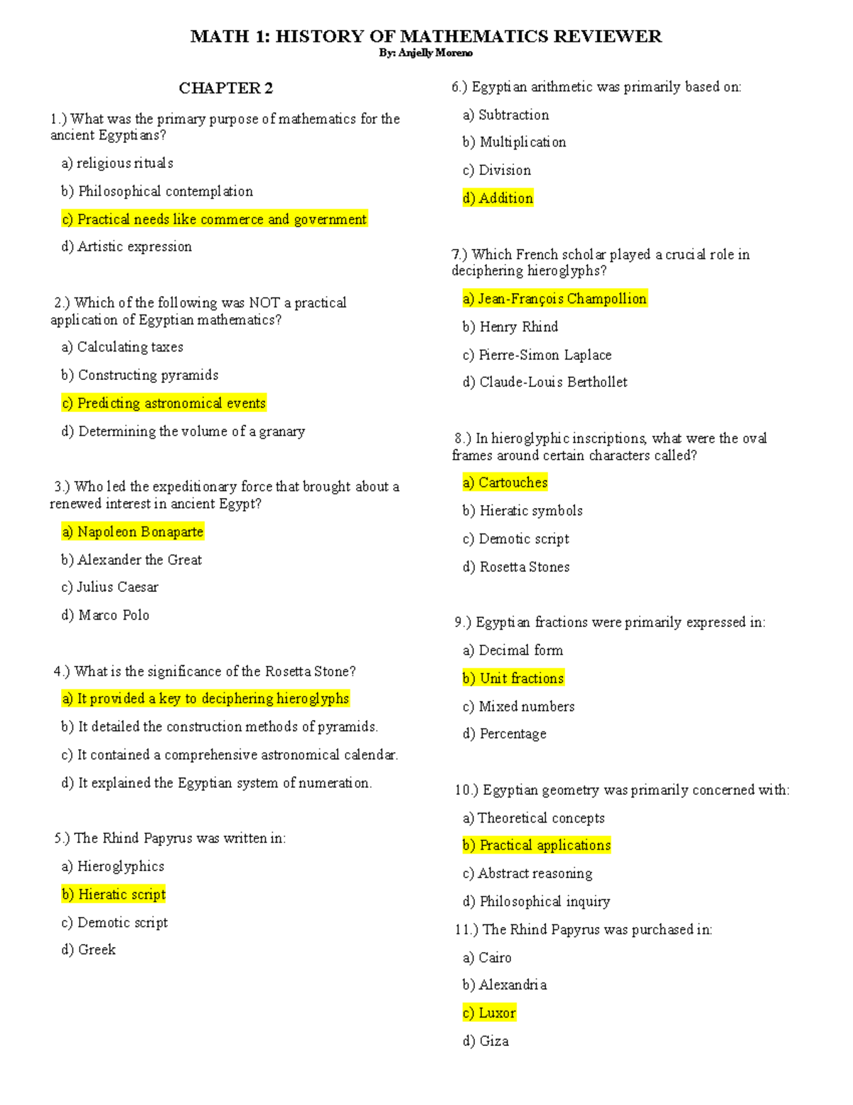 MATH1- Reviewer 114037 - By: Anjelly Moreno CHAPTER 2 1.) What was the ...