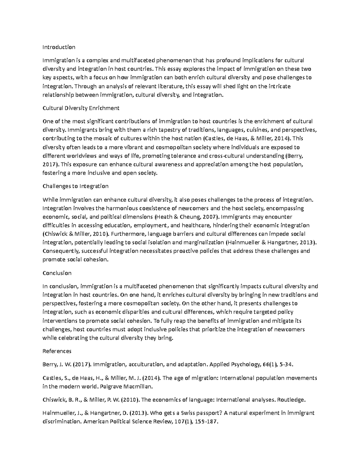 Immigration and Its Effects on Cultural Diversity and Integration ...