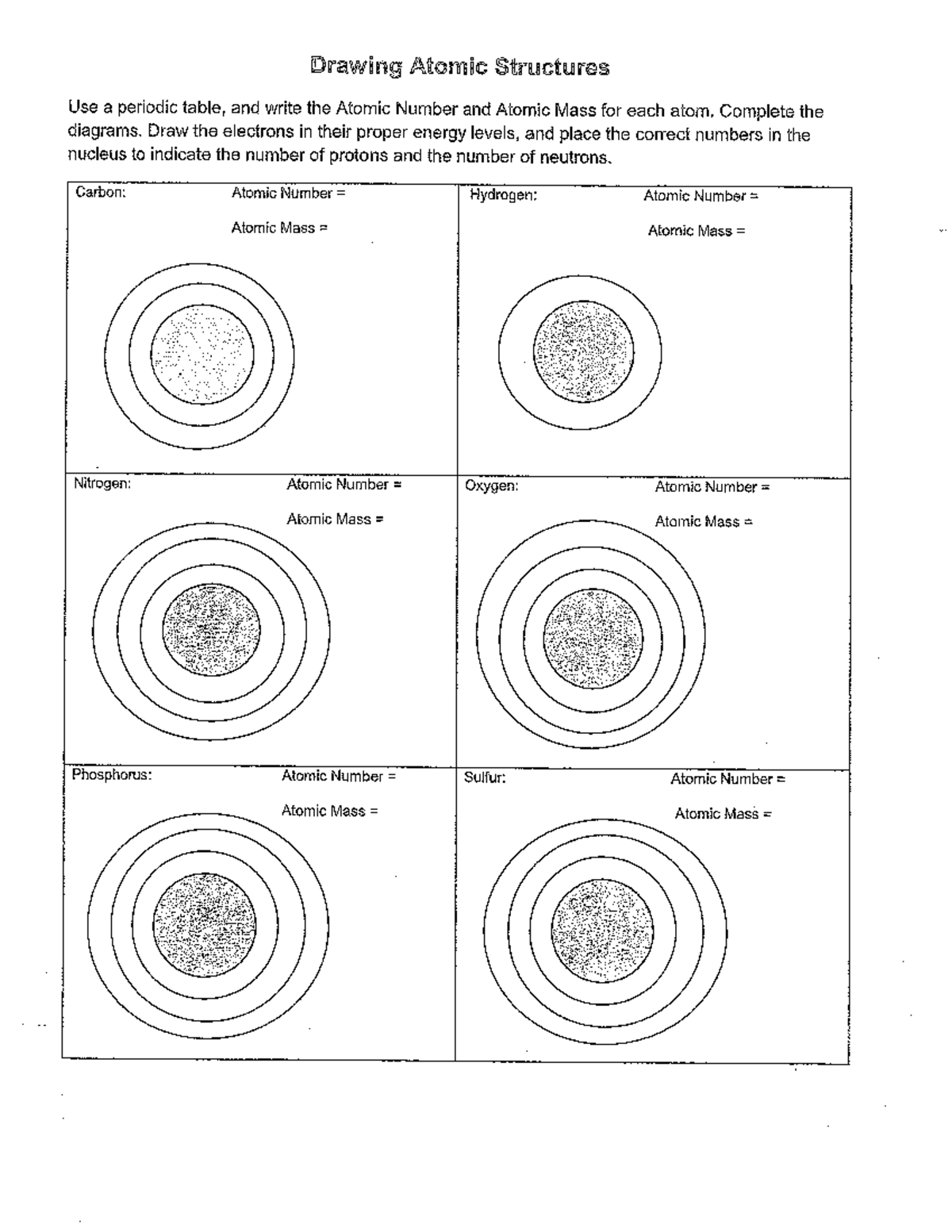Atomic Structure Handout - Drawing Atomic Structures Use a periodic ...