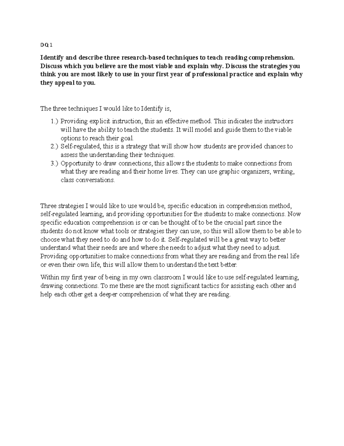 Elm-315 week 6 DQ 1 - elm-315 week 6 DQ 2 - DQ 1 Identify and describe three research-based ...