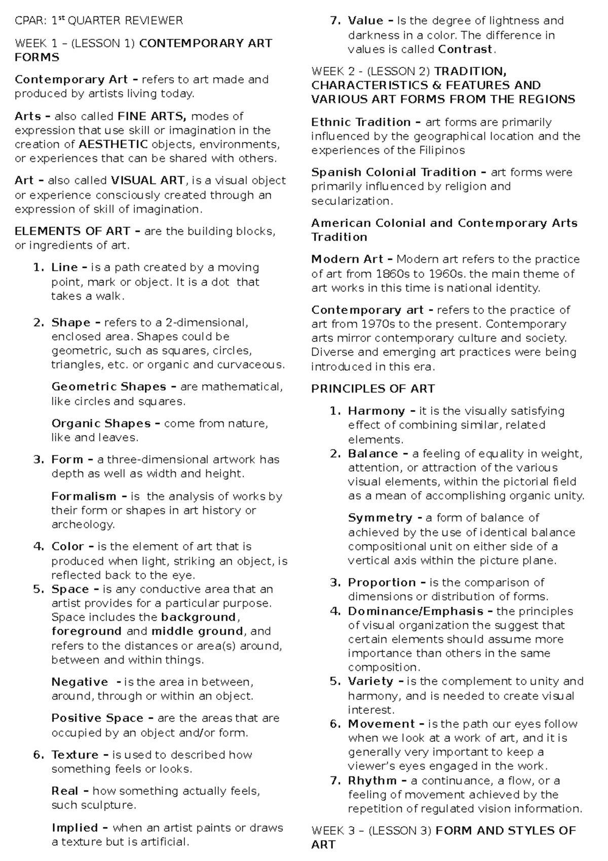 CPAR q1 reviewer - CPAR: 1st QUARTER REVIEWER WEEK 1 – (LESSON 1 ...