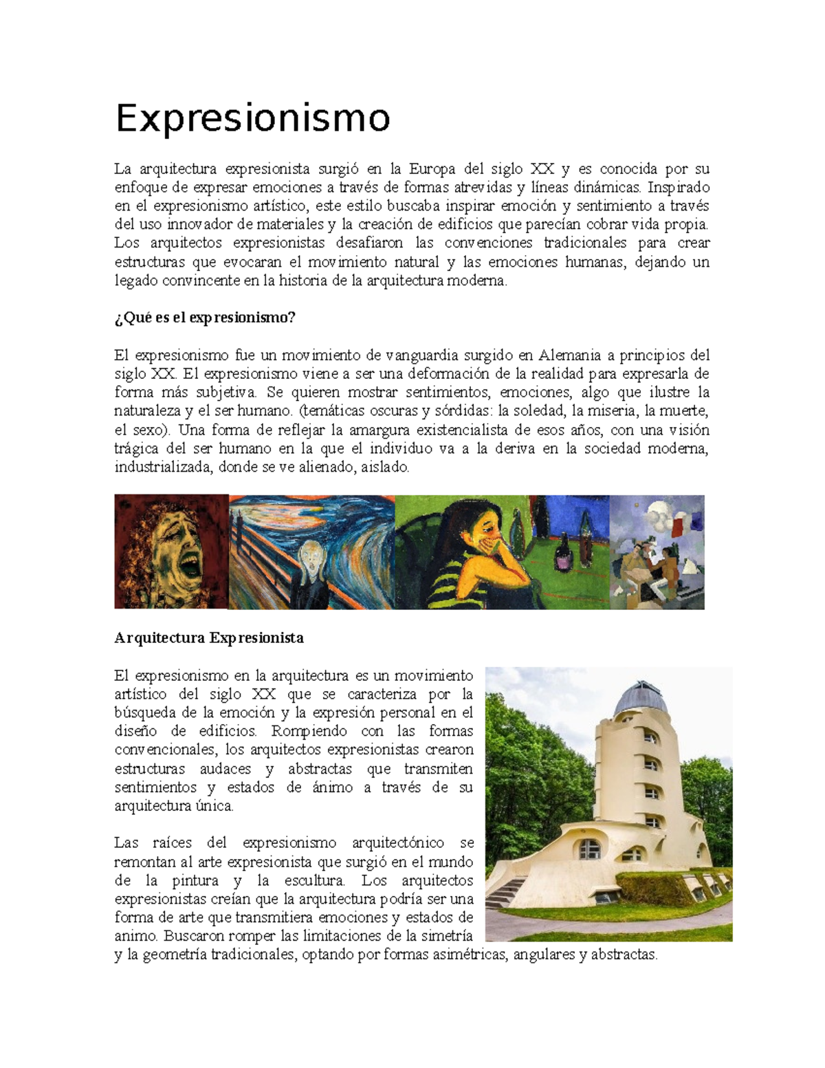 Expresionismo - Expresionismo La arquitectura expresionista surgió en ...