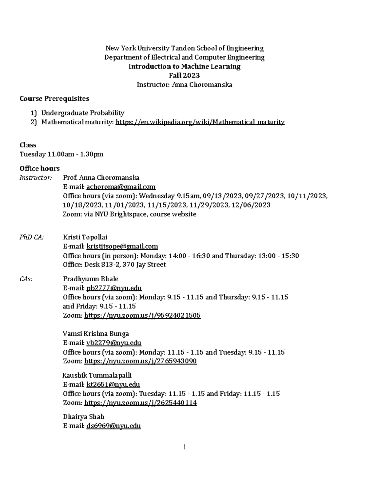 ML.docx - class 5 notes - New York University Tandon School of ...