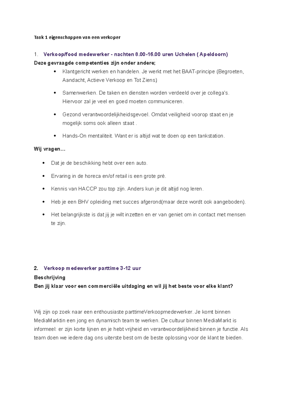 Project verkoop gesprek - Taak 1 eigenschappen van een verkoper Verkoop ...
