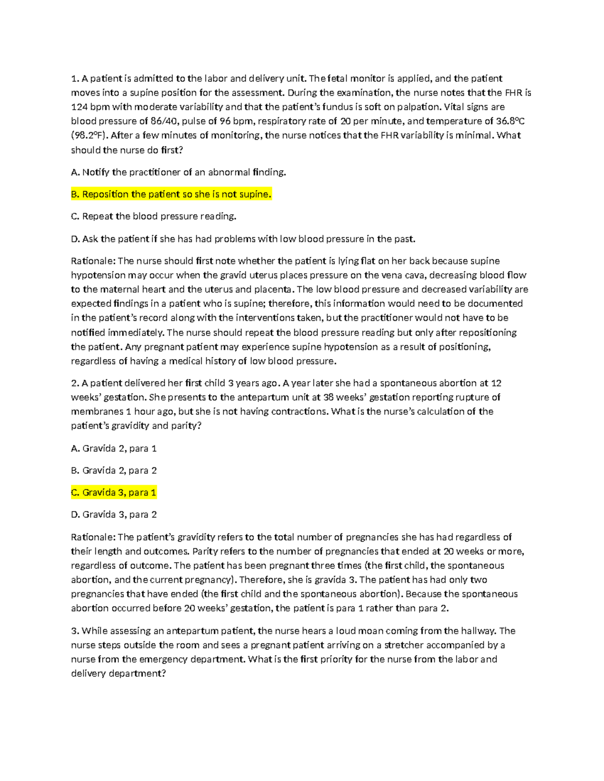 Evolve Adm Assessmnt Obstetric Patient Maternal newborn - A patient is ...